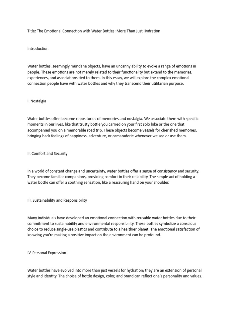 Emotional Water Bottles | PDF | Nostalgia | Experience