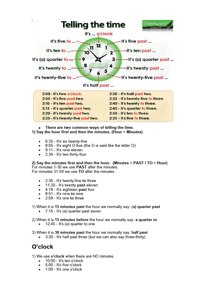 Telling The Time | PDF | Hour | Spacetime