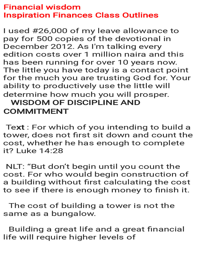 Financial Wisdom | PDF | Disciplines | God