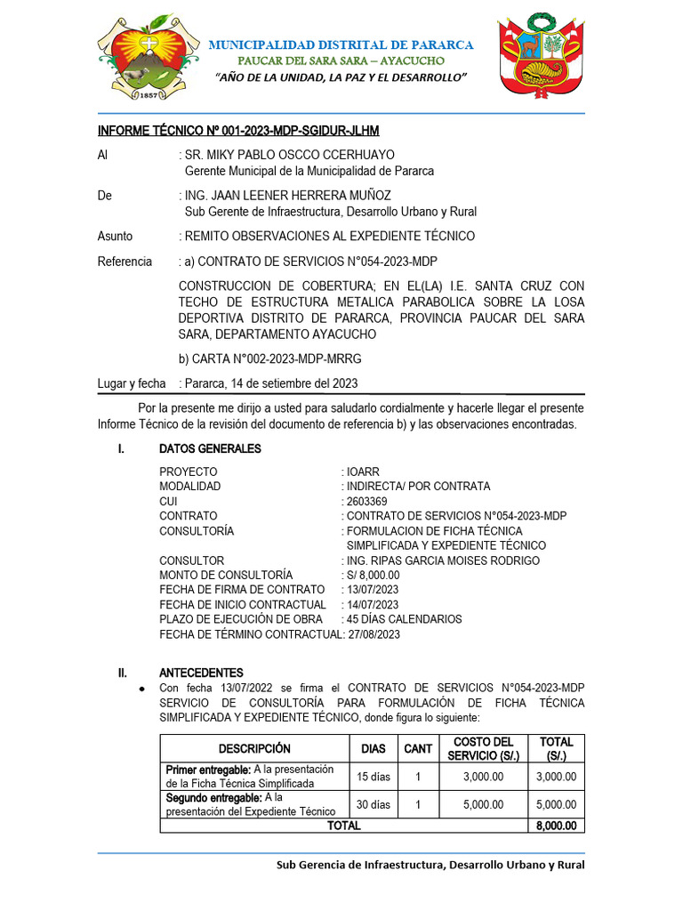 Informe Tecnico N°001 Cobertura | PDF | Tecnología