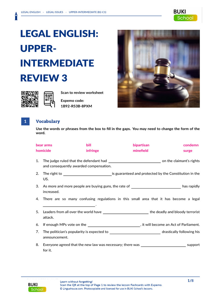 Legal English Upper Intermediate Review 3 British English Teacher | PDF ...