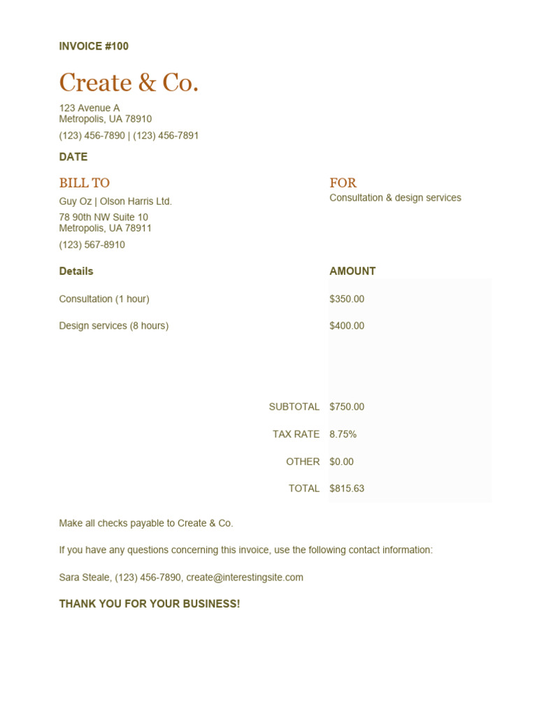 Invoice Worksheet | PDF