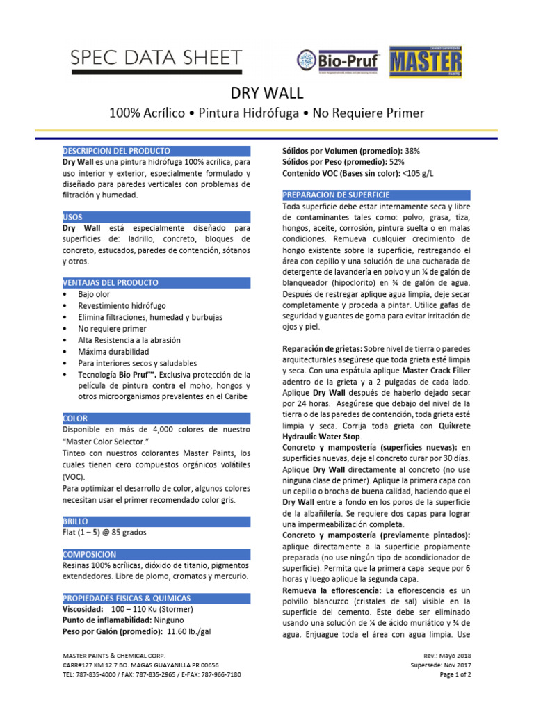 Spec Data DryWall HDF | PDF
