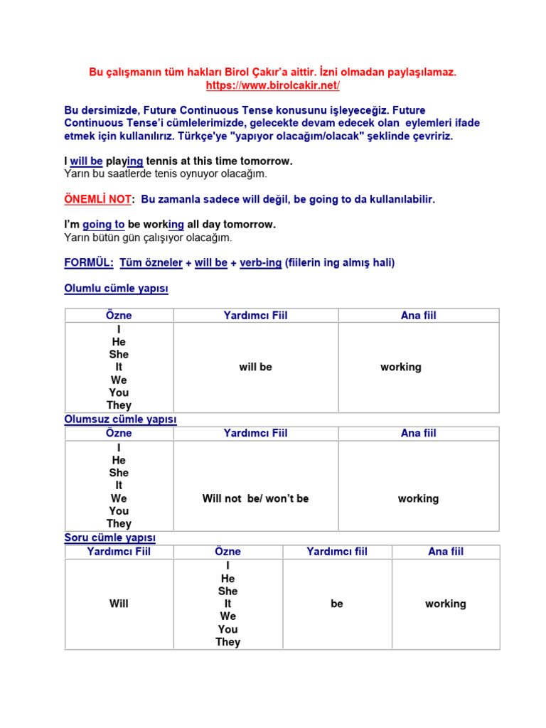 Future Continuous Tense | PDF