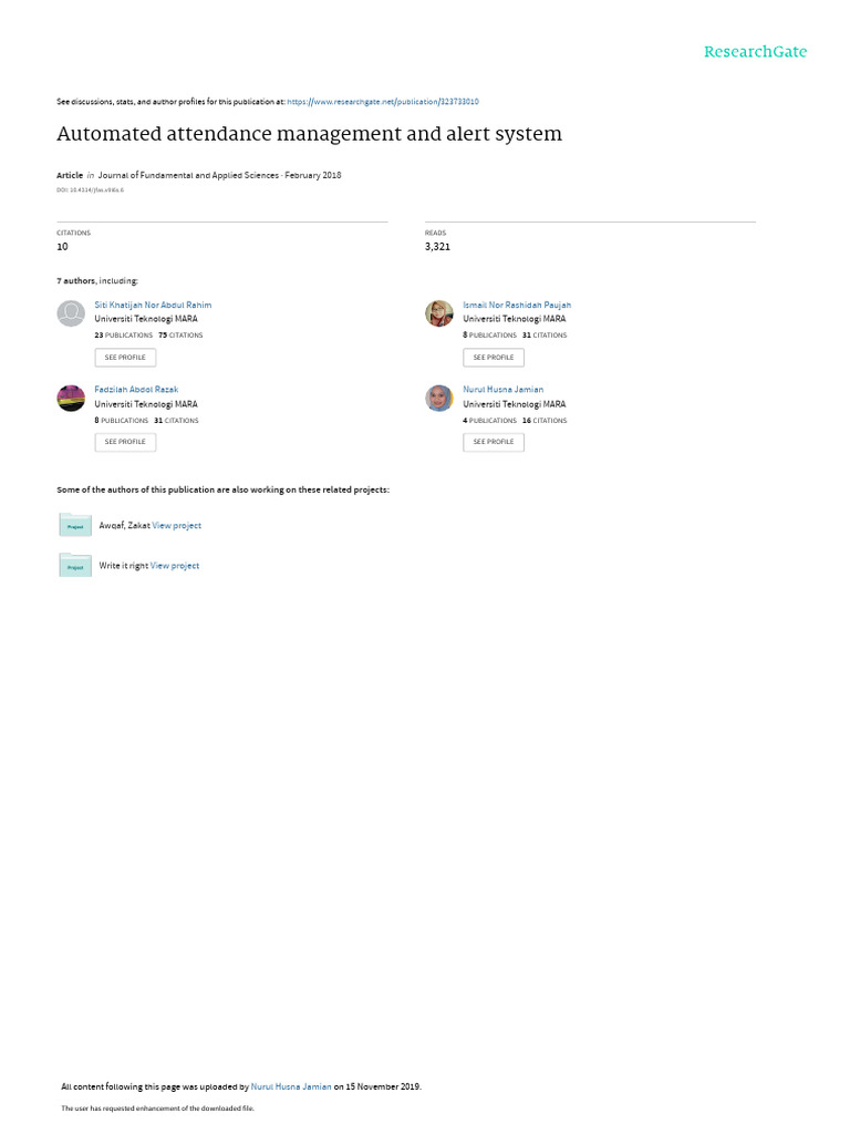 2018 Feb Automated - Attendance - Management - and - Alert - System | PDF