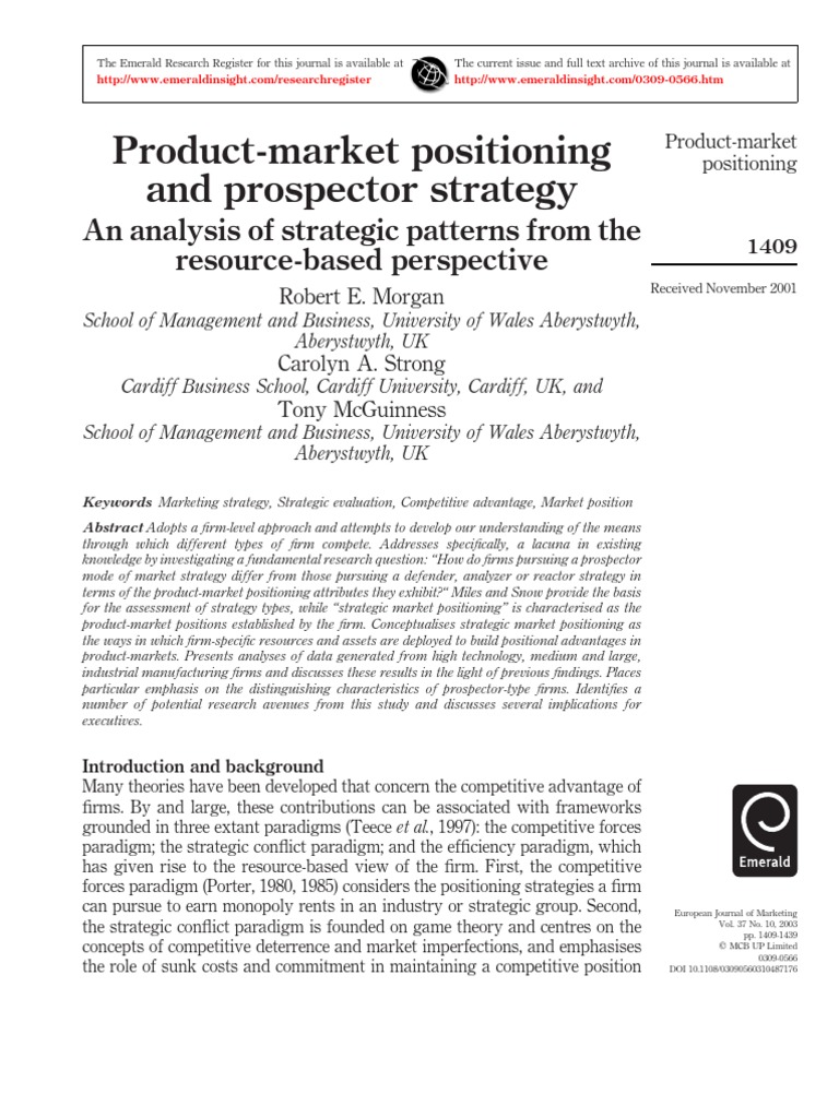 Prospector Strategy in Market Positioning | PDF | Strategic Management ...
