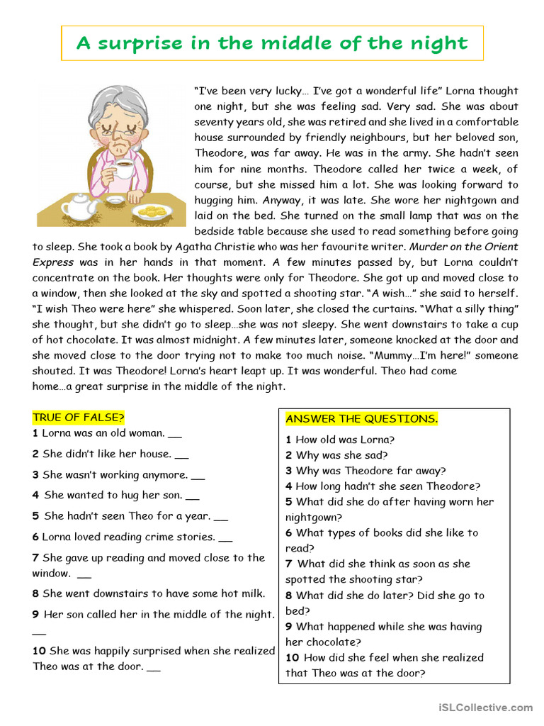 A Surprise in The Middle of The Night - Easy Reading | PDF