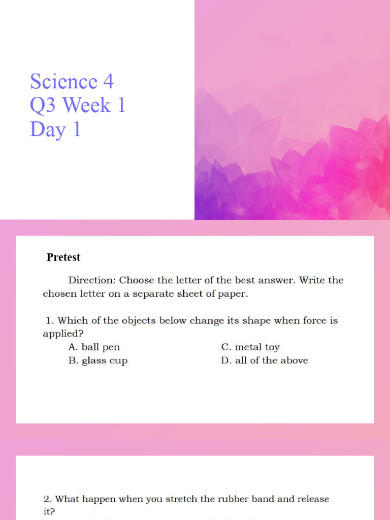 Science 4 Q3w1d1 Effects Of Force On The Shape Of An Object Pdf