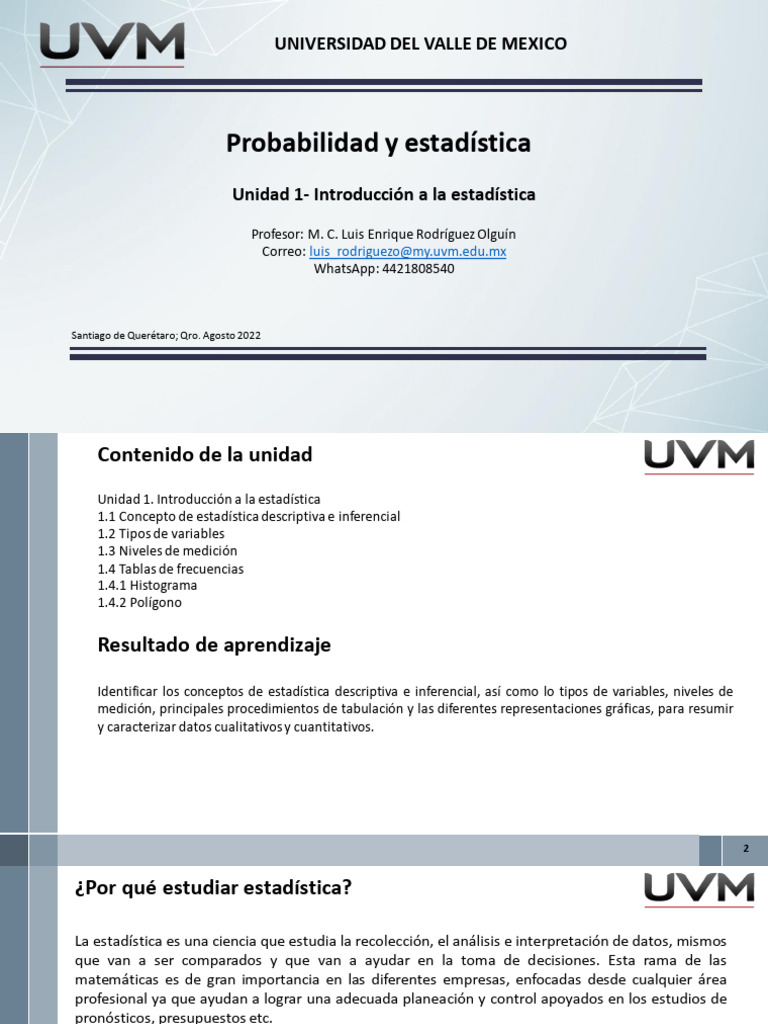 Unidad 1 - Introducción A La Estadistica | PDF