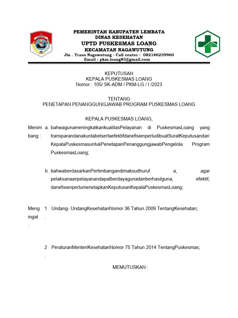 SK Pemegang Program PKM Loang | PDF