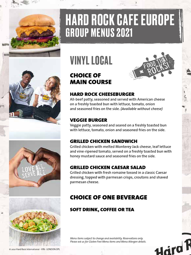 Hard Rock Cafe - Group Menus 2021 - EU | PDF | Hamburgers | Salad