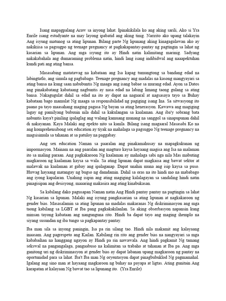 Oratorical Speech | PDF