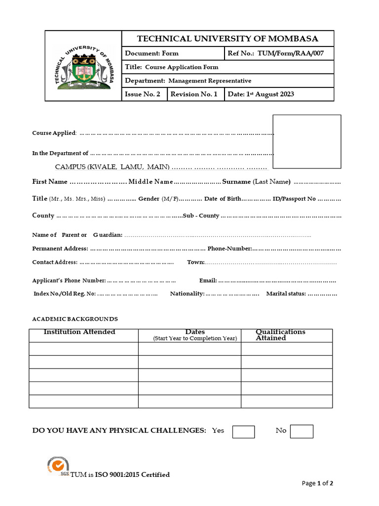 Application Form - Revised 1-8-2023 | PDF | Business | Technology ...