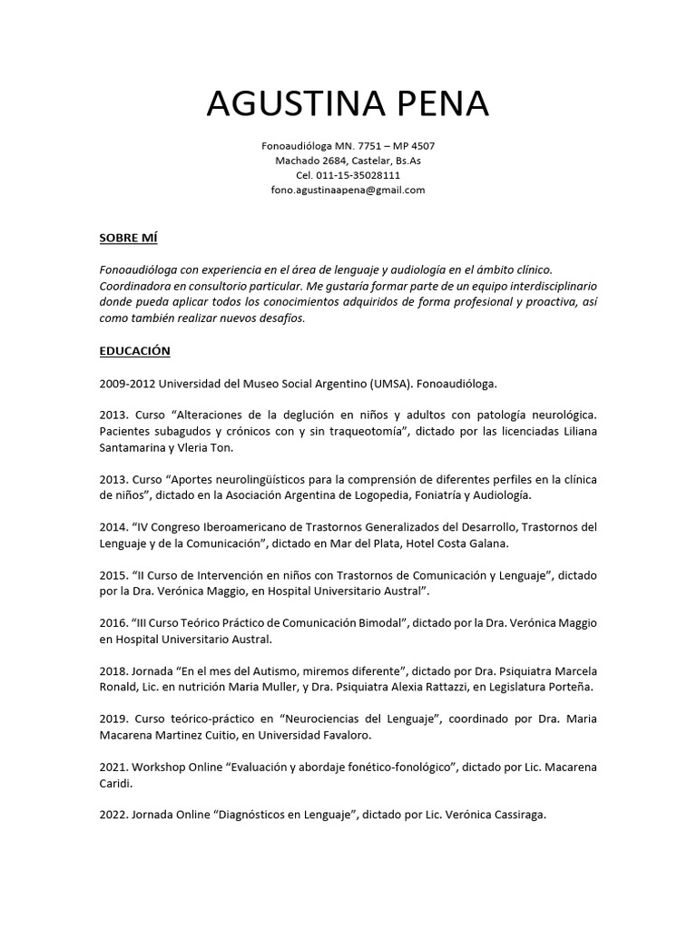 CV Agustina Pena 2023 | PDF