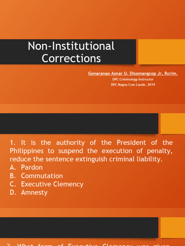 Non-Institutional Corrections Overview | PDF