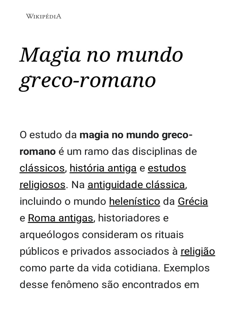 Magia No Mundo Greco-Romano - Wikipédia, A Enciclopédia Livre | PDF ...