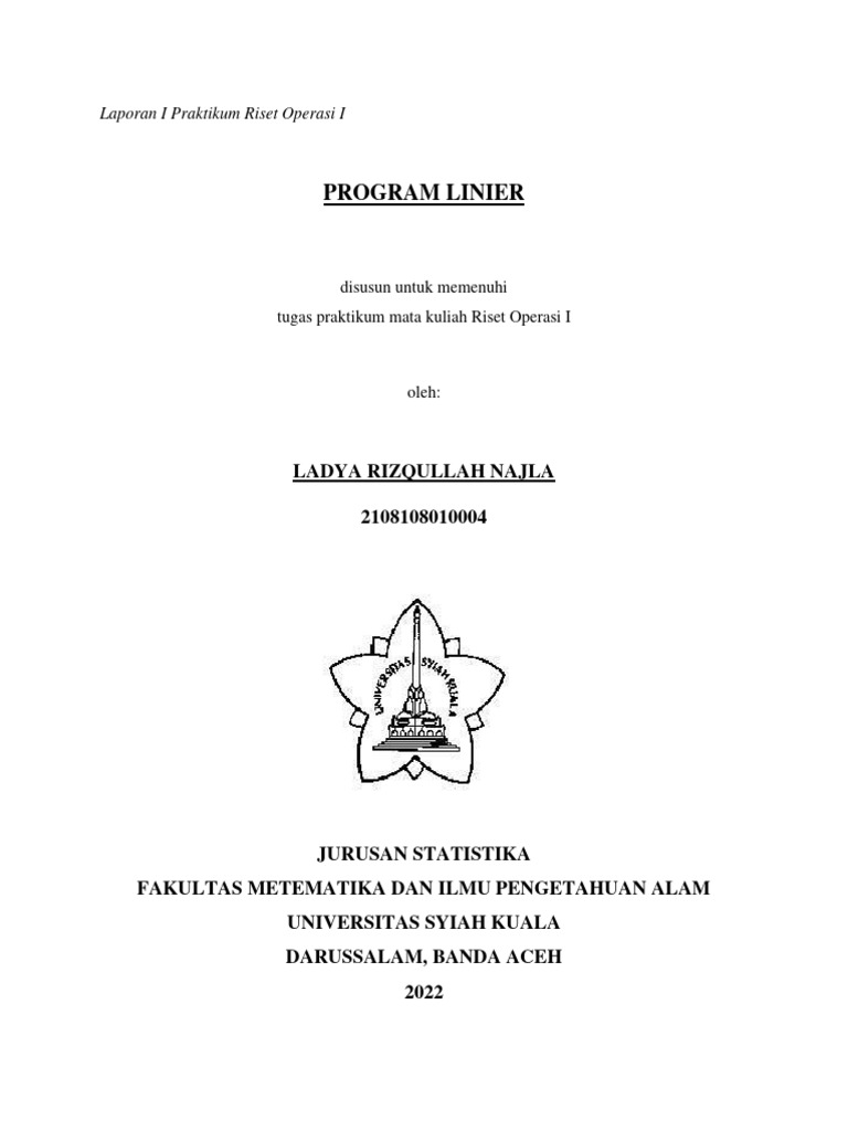 Laporan 1 Praktikum Riset Operasi I | PDF