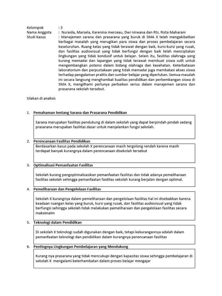 Latihan analisis kasus Kelompok 3 | PDF