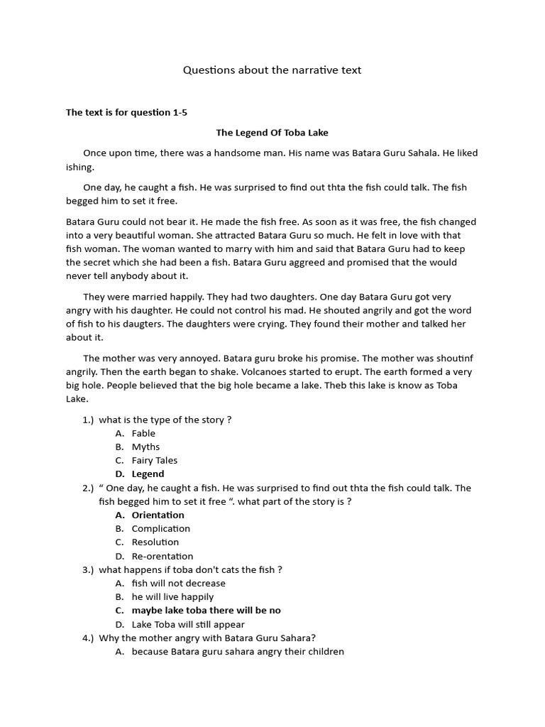 Soal - Narrative - Text Jawaban | PDF | Legends | Folklore