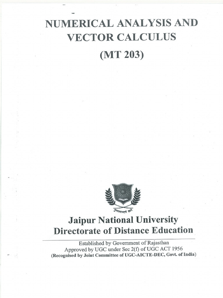 MT 203 - Numerical Analysis & Vector Calculus. | PDF MT 203 - Numerical Analysis & Vector Calculus. | PDF