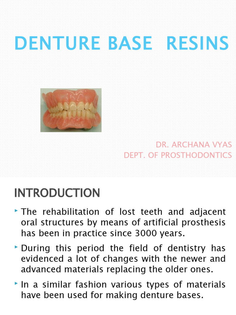 Overview of Denture Base Resins | PDF | Poly(Methyl Methacrylate ...
