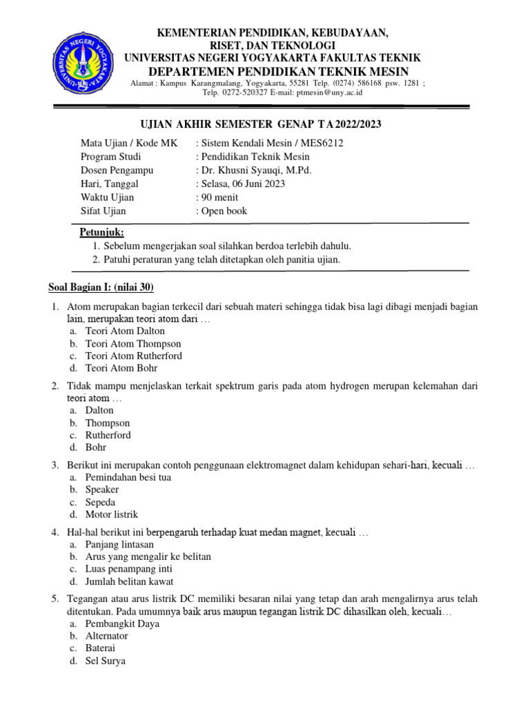 SOAL UAS SKM Genap 2022-2023 | PDF | Metode & Bahan Ajar