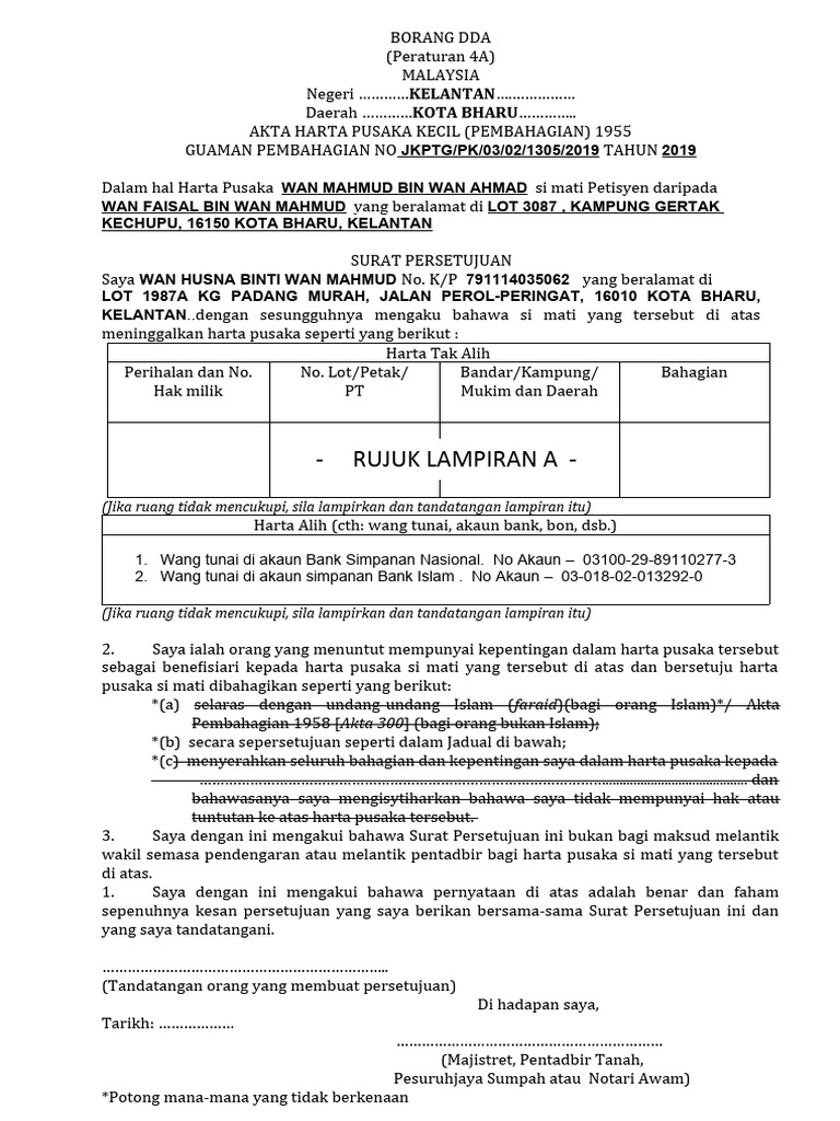 Borang Persetujuan - Bahasa Melayu Borang DDA | PDF