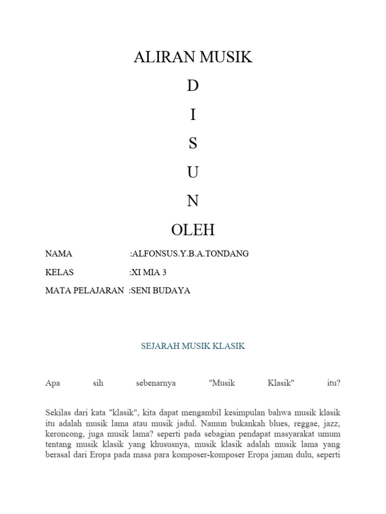 Sejarah dan Perkembangan Musik Klasik | PDF