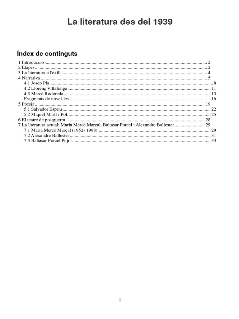 Literatura A Partir de 1939 | PDF