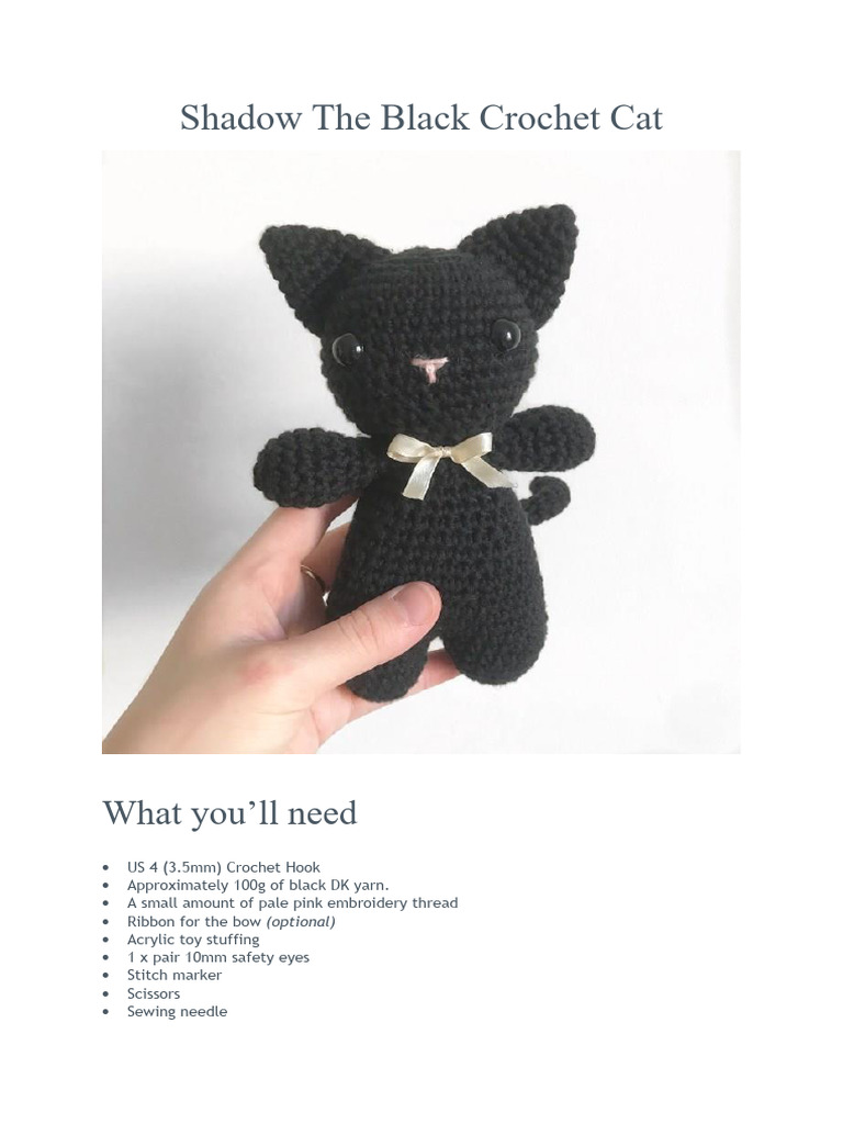 Shadow The Black Crochet Cat | PDF | Crochet | Sewing
