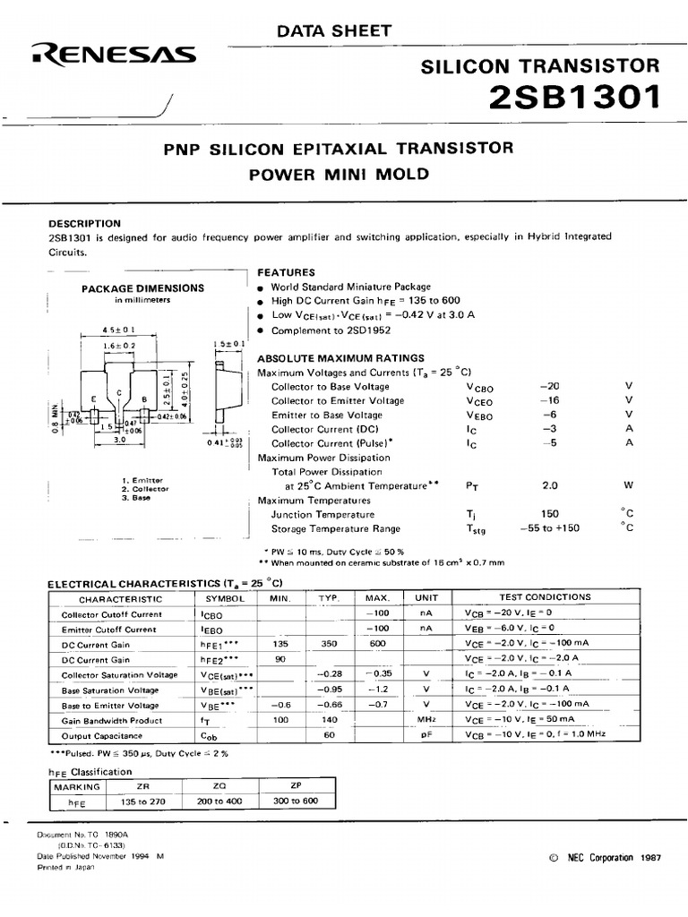 2SB1301 Renesas | PDF