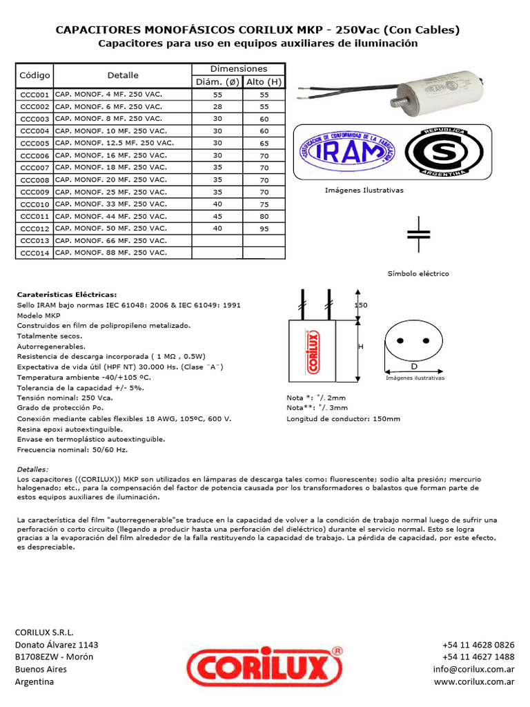 Ficha-Tecnica-Capacitores de motores | PDF | Condensador | Equipo eléctrico