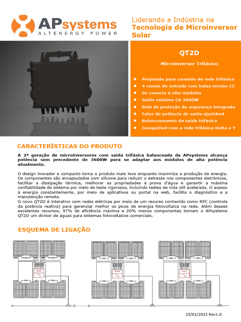 Microinversor Solar Trifásico QT2D: Alta Eficiência e Confiabilidade | PDF | Computadores