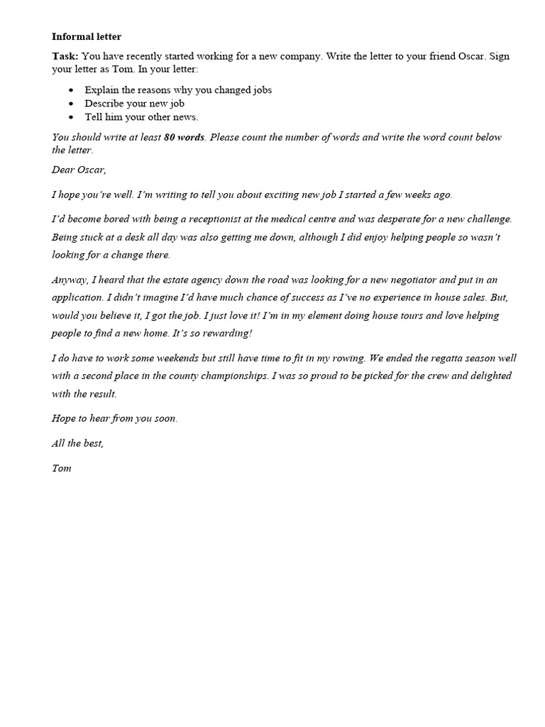 Informal Letter 2 | PDF