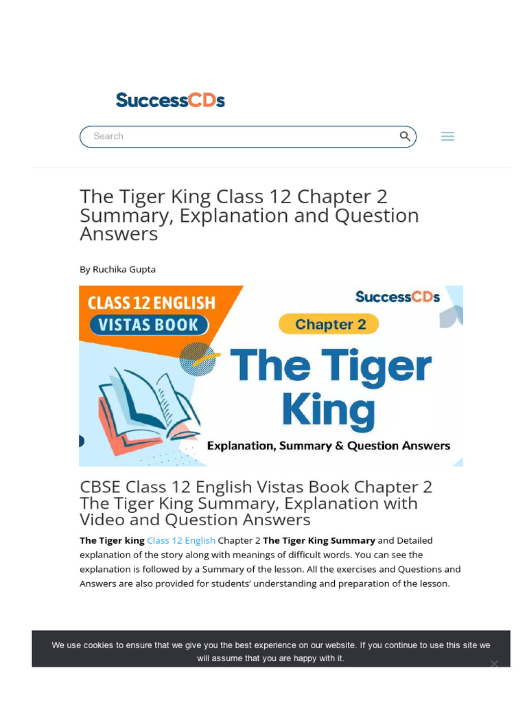 WWW Successcds Net Cce Cbse Class Xii English The Tiger King HTML | PDF ...