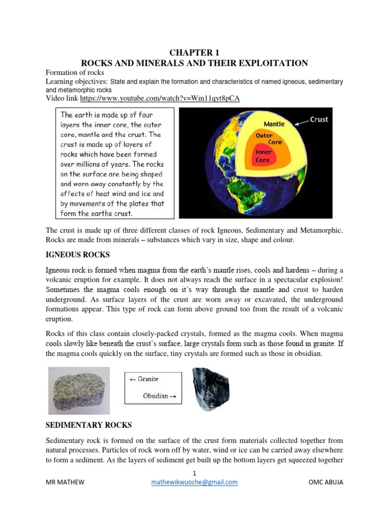 Chapter 1 Rocks and Minerals and Their Exploitation | PDF | Rock ...
