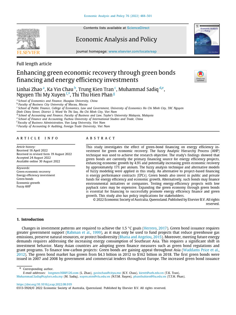 1-s2.0-S0313592622001369-main | PDF | Green Growth | Bonds (Finance)