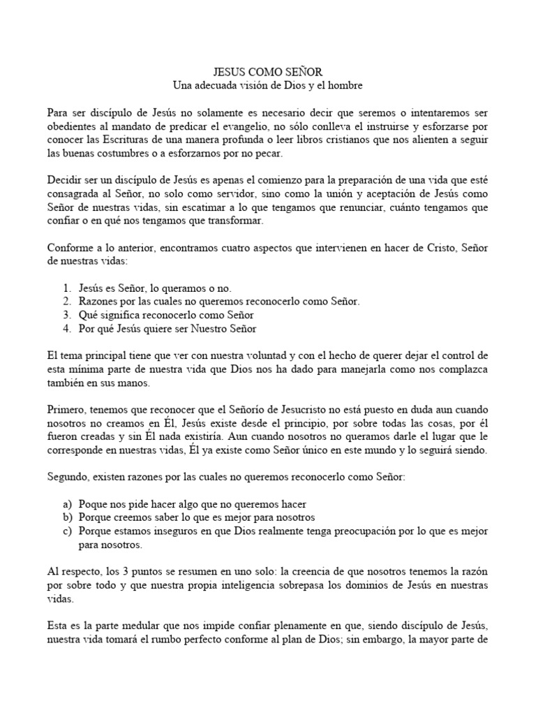 Jesus Como Señor | PDF