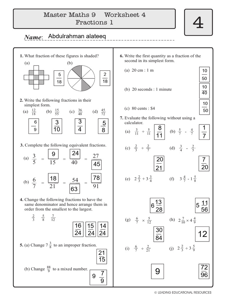 Fractions 1 | PDF | Mathematical Notation | Signal Processing