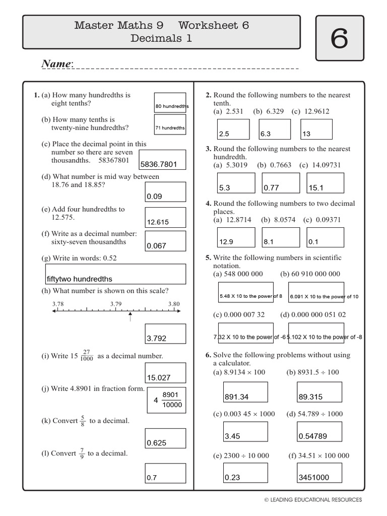 Decimals 1 | PDF
