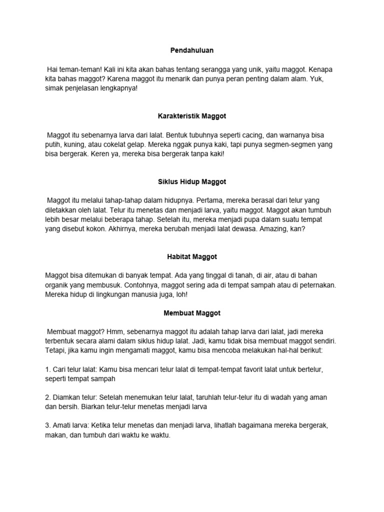 Siklus Hidup dan Peran Maggot | PDF