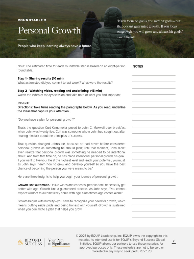 Beyond Success Lesson 2 Personal Growth | PDF