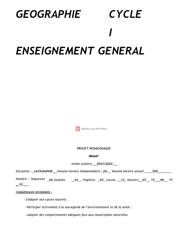 PP GEO ESG CYCLE 1 6eme, 5eme, 4eme, 3eme 2020 2021 Converti 1 | PDF