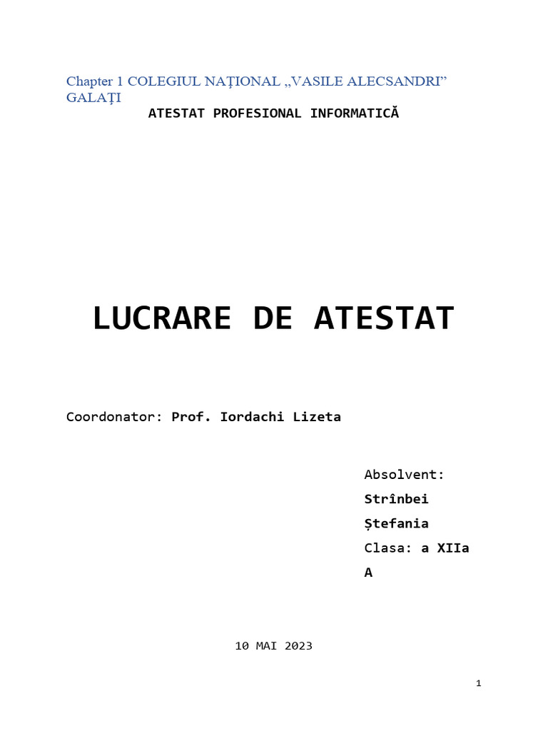 Model Atestat | PDF