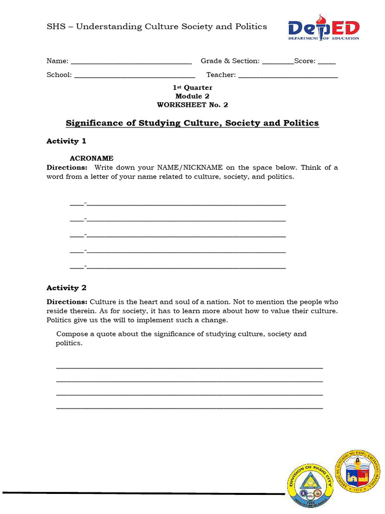 Ucsp 11 - Q1 - W2 | PDF