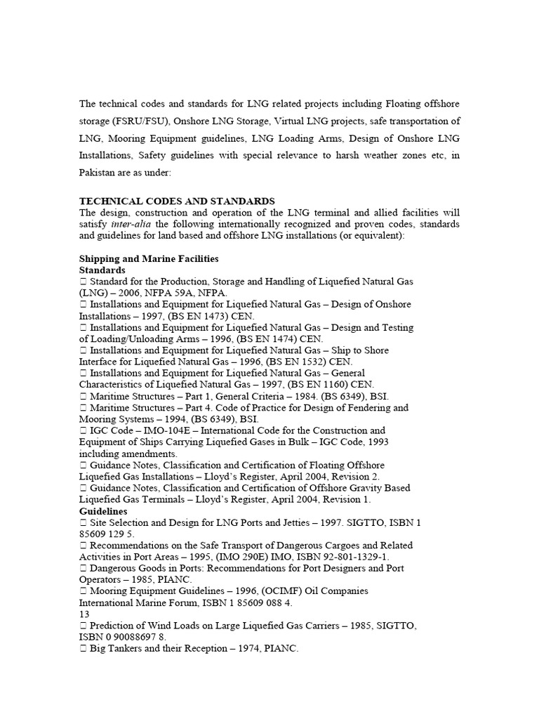 The Technical Codes and Standards For LNG Related Projects Including ...