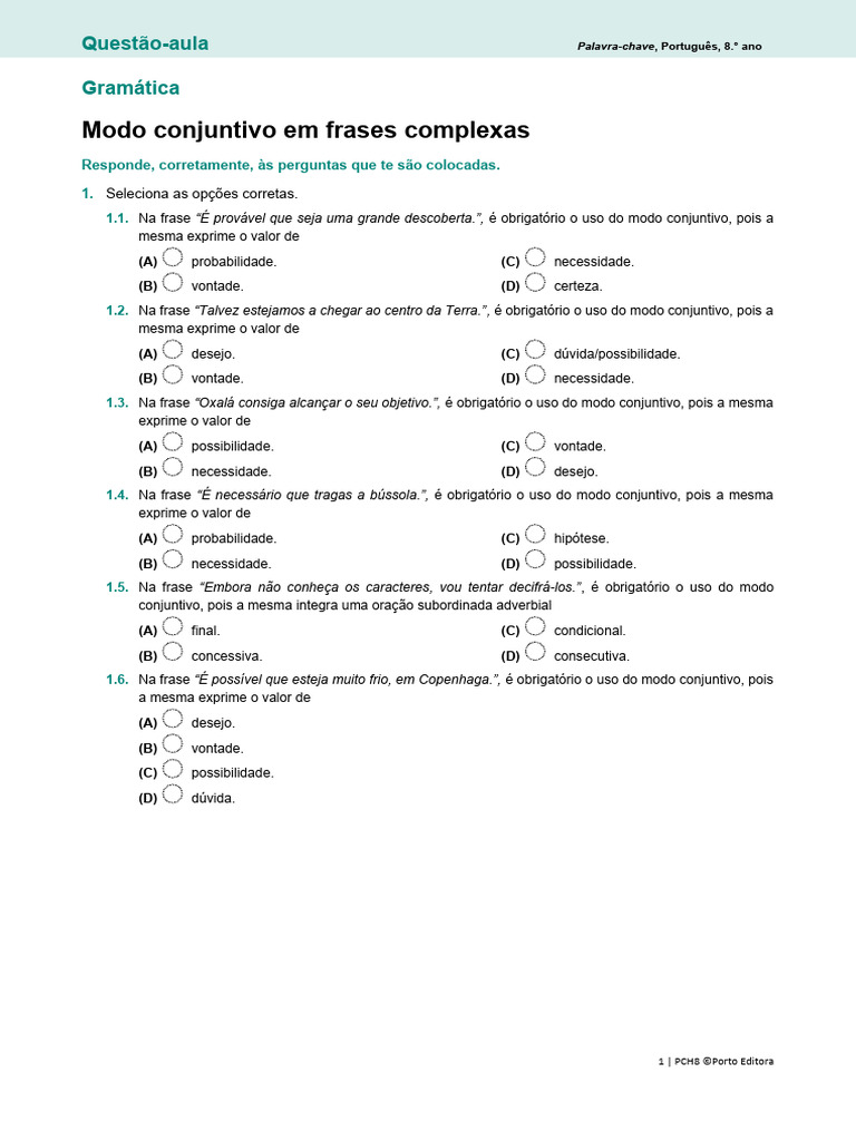 Modo Conjuntivo em Frases Complexas | PDF