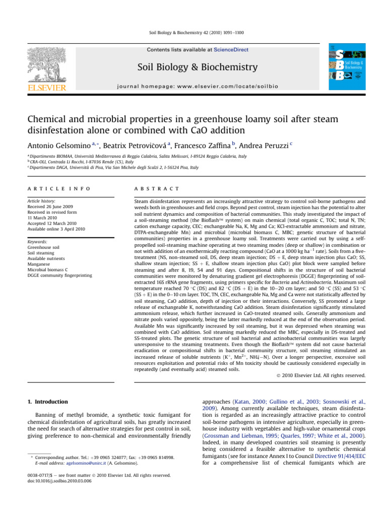 Chemical and Microbial Properties in A Greenhouse Loamy Soil After ...