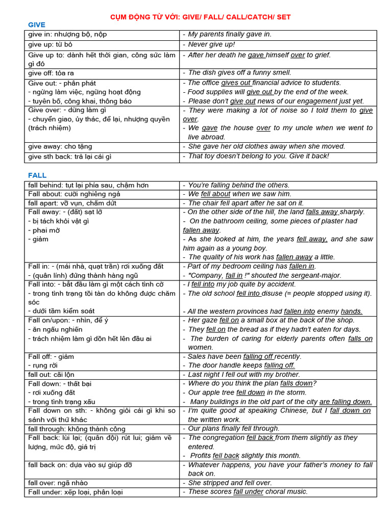 LT - C M Đ NG T V I Give - Fall - Call-Catch | PDF | Vietnam