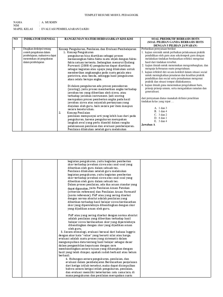 KB 1 Evaluasi Pembelajaran | PDF